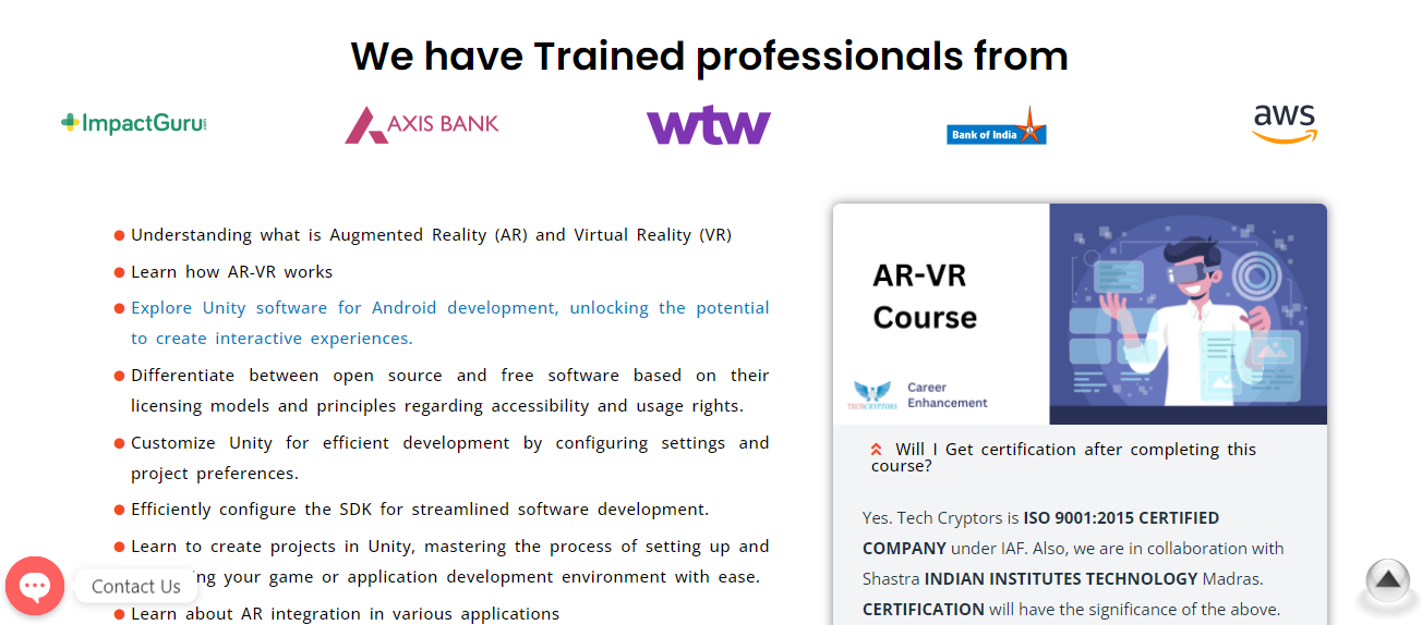 AR-VR Training Course | Tech Cryptors