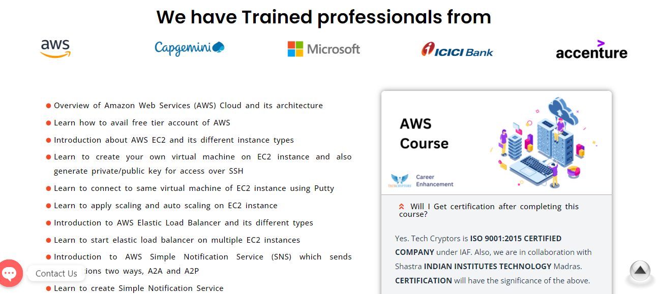 AWS Training Course | Tech Cryptors