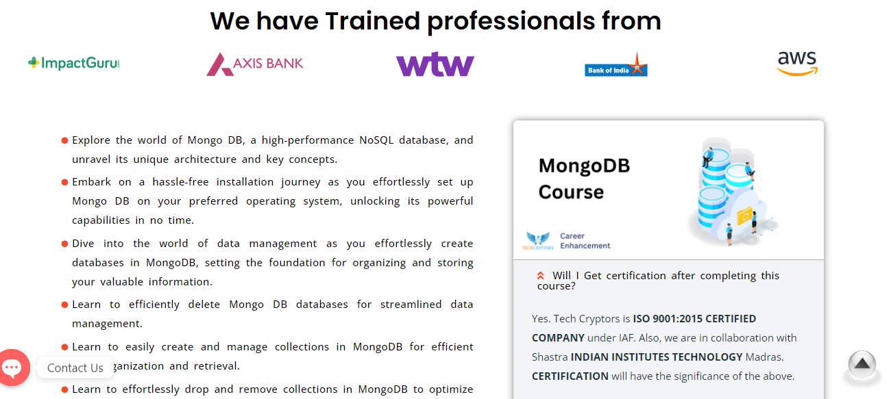 mongo db training course | Tech Cryptors