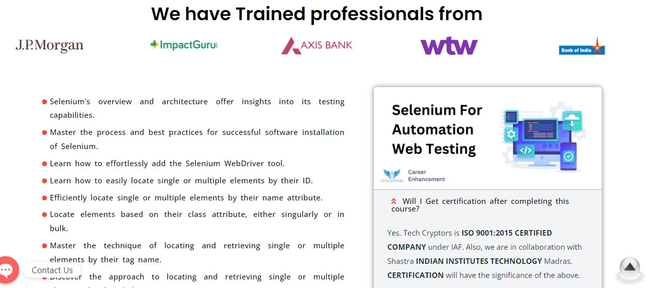 Selenium Training Course | Tech Cryptors